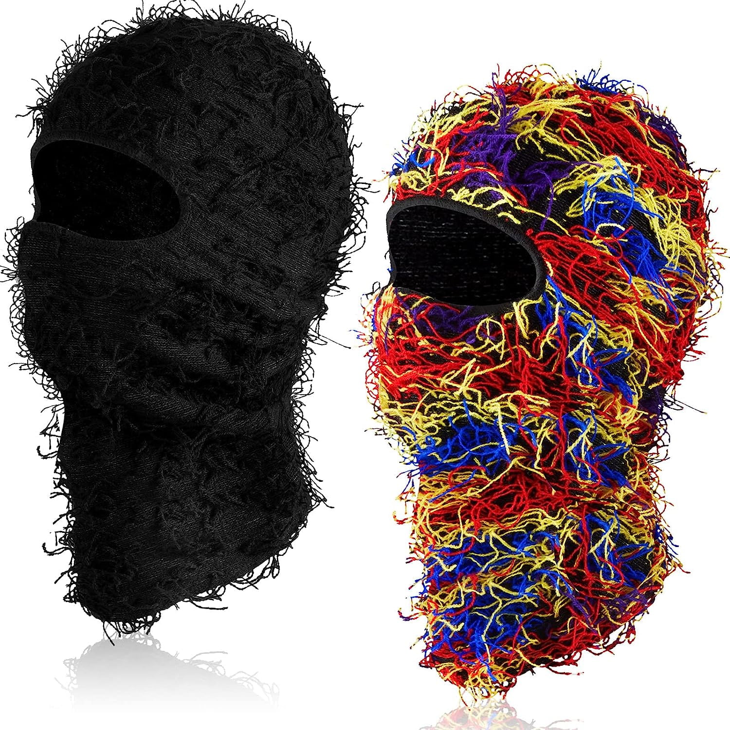 Viworld 2 Pack Distressed Balaclava Ski Mask Full Face Knitted ...