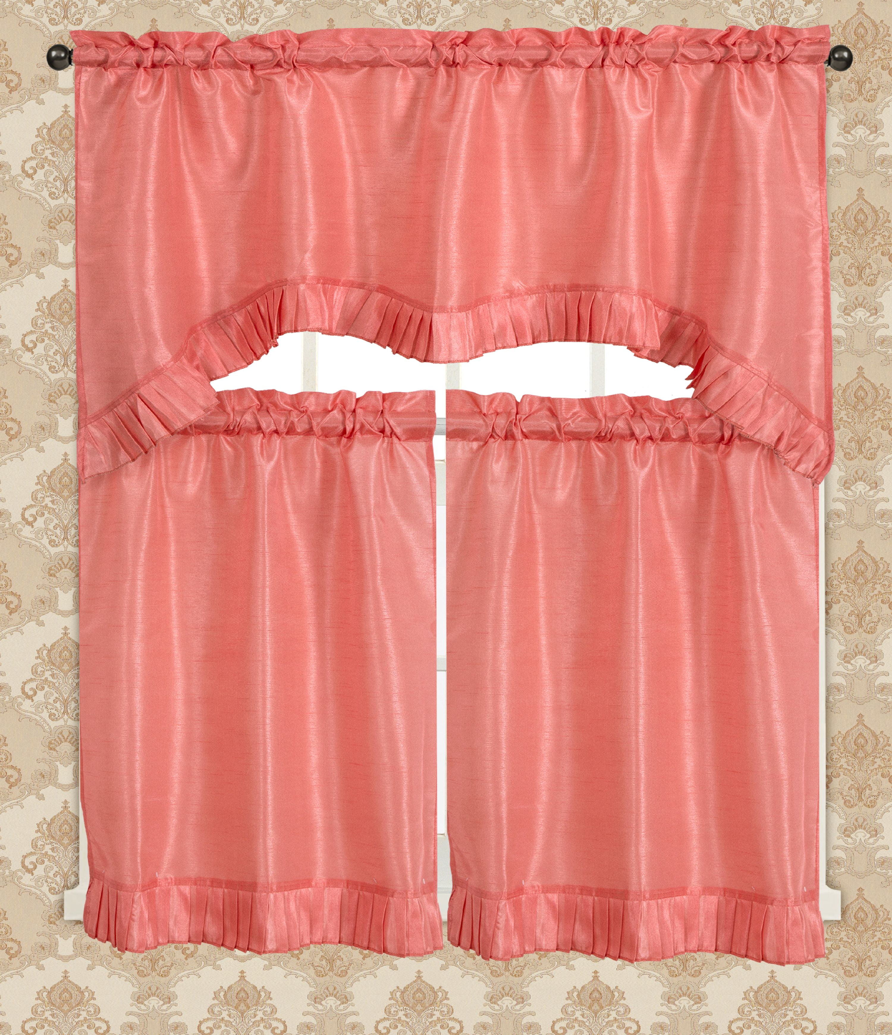 Bermuda Ruffle Kitchen Curtain Tier Set - Walmart.com