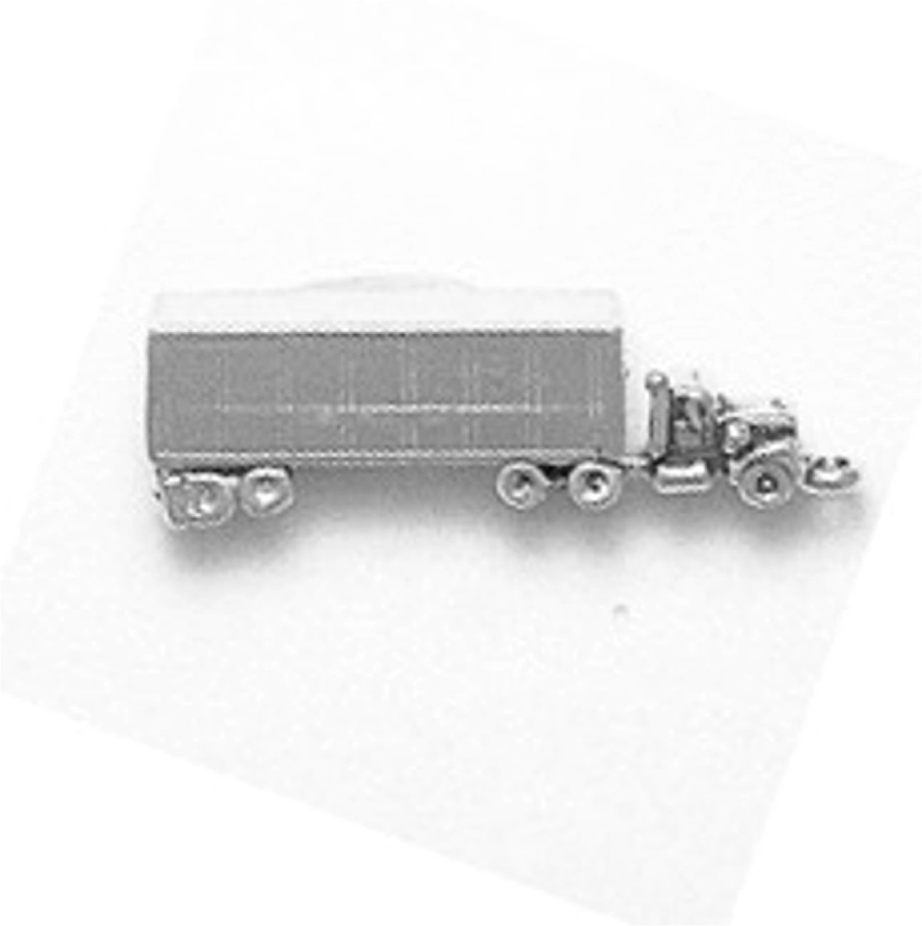 Sterling Silver 24" 1.2mm Box Chain 3D 18 Eighteen Wheeler Big Rig Semi ...