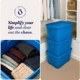 HOMZ 10 Gallon Heavy Duty Plastic Storage Container, Capri Blue ...