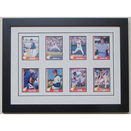 Trading Card Display Frame 8 cards Black Wood Frame with matting and ...
