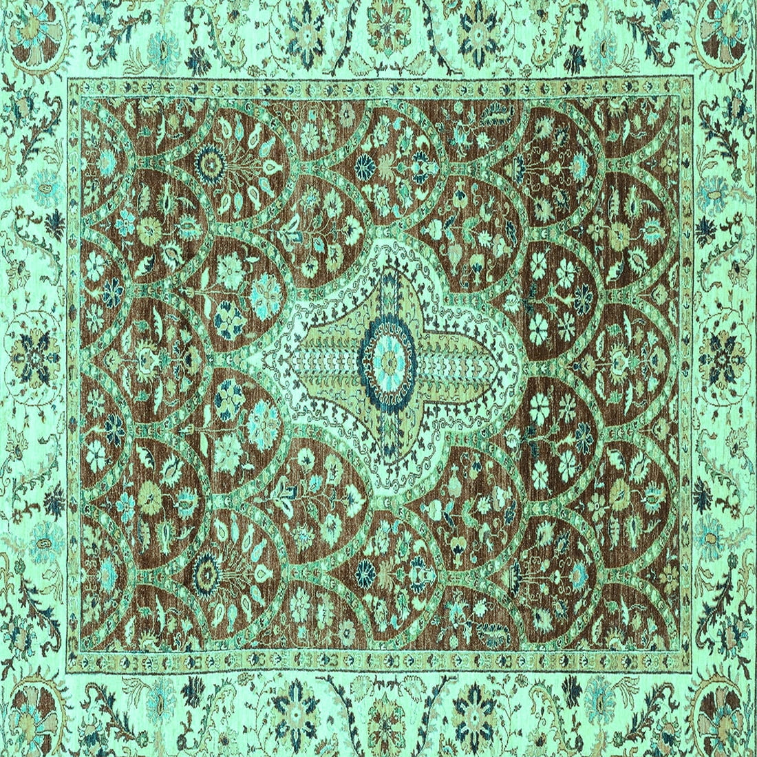 Ahgly Company Indoor Square Abstract Turquoise Blue Modern Area Rugs, 6 ...