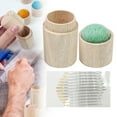 Wooden Sewing Needle Organizer, Portable Pincushion Holder with Lid ...