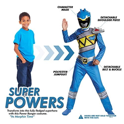 Disfraz de Power Rangers Azul para Niños. Traje con licencia oficial ...