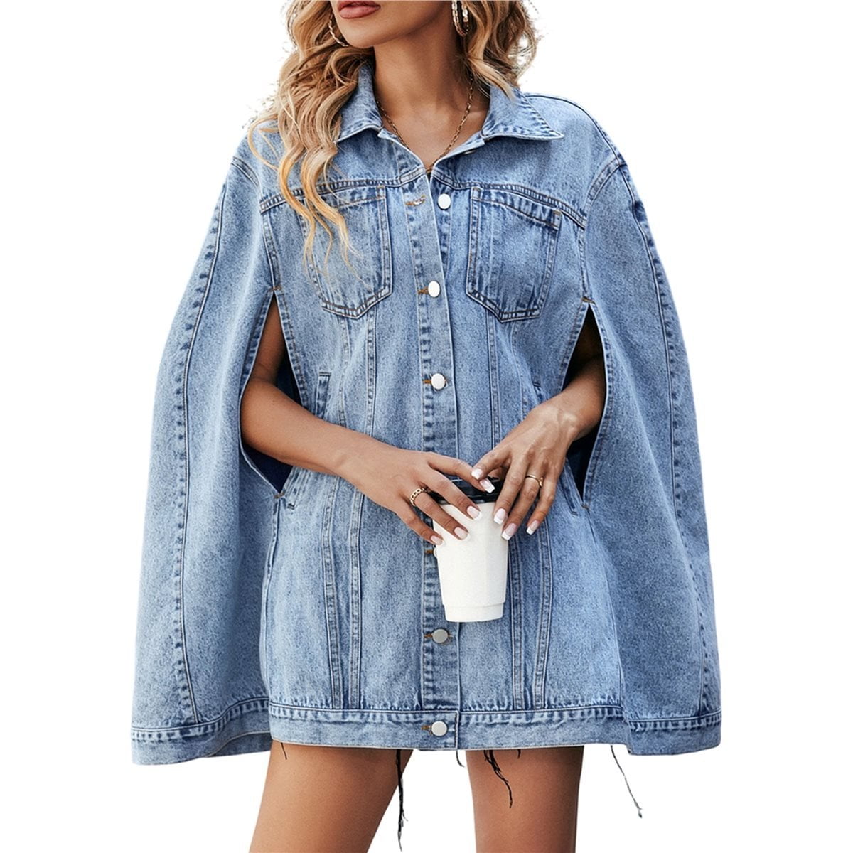 Click here for Unbranded Denim Jacket For Women Poncho Cape Style... prices