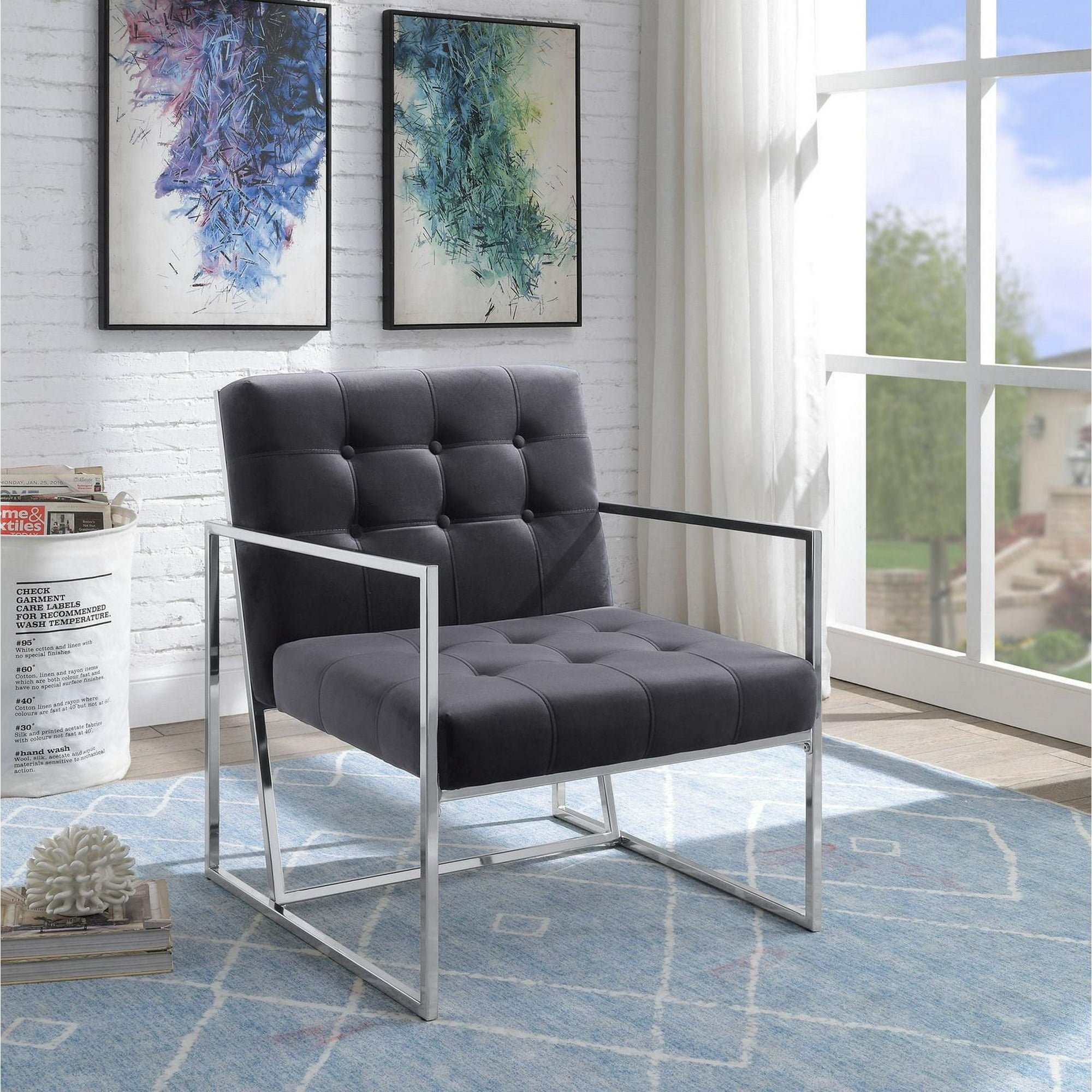 Click here for Topline Home Furnishings Grey Plush Velvet Accent... prices