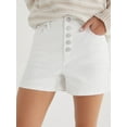 Time & Tru Women's High-Waist Button Fly Denim Shorts, 3.5 Inseam ...