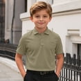 Boys Uniform Polo Short Sleeve Polo Shirt Button Down Casual Top Ice ...