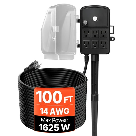 VEVOR Outdoor Power Stake, 50 FT Extension Cord, Outdoor Power Strip ...