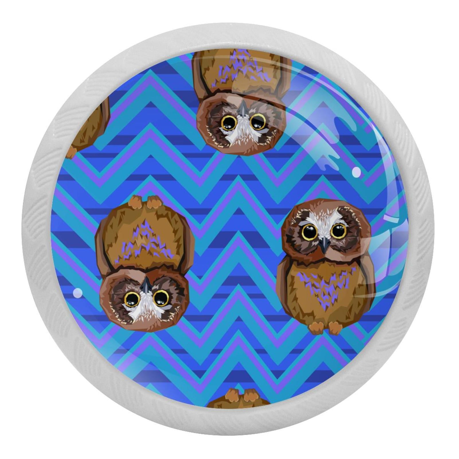 4PCS Round Owl Cabinet Fluorescence Knob Glowing in the Dark Furniture ...