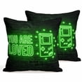 Art Gaming Icons Pillow Covers Set of 2, Multi Panel Neon Letter Green ...