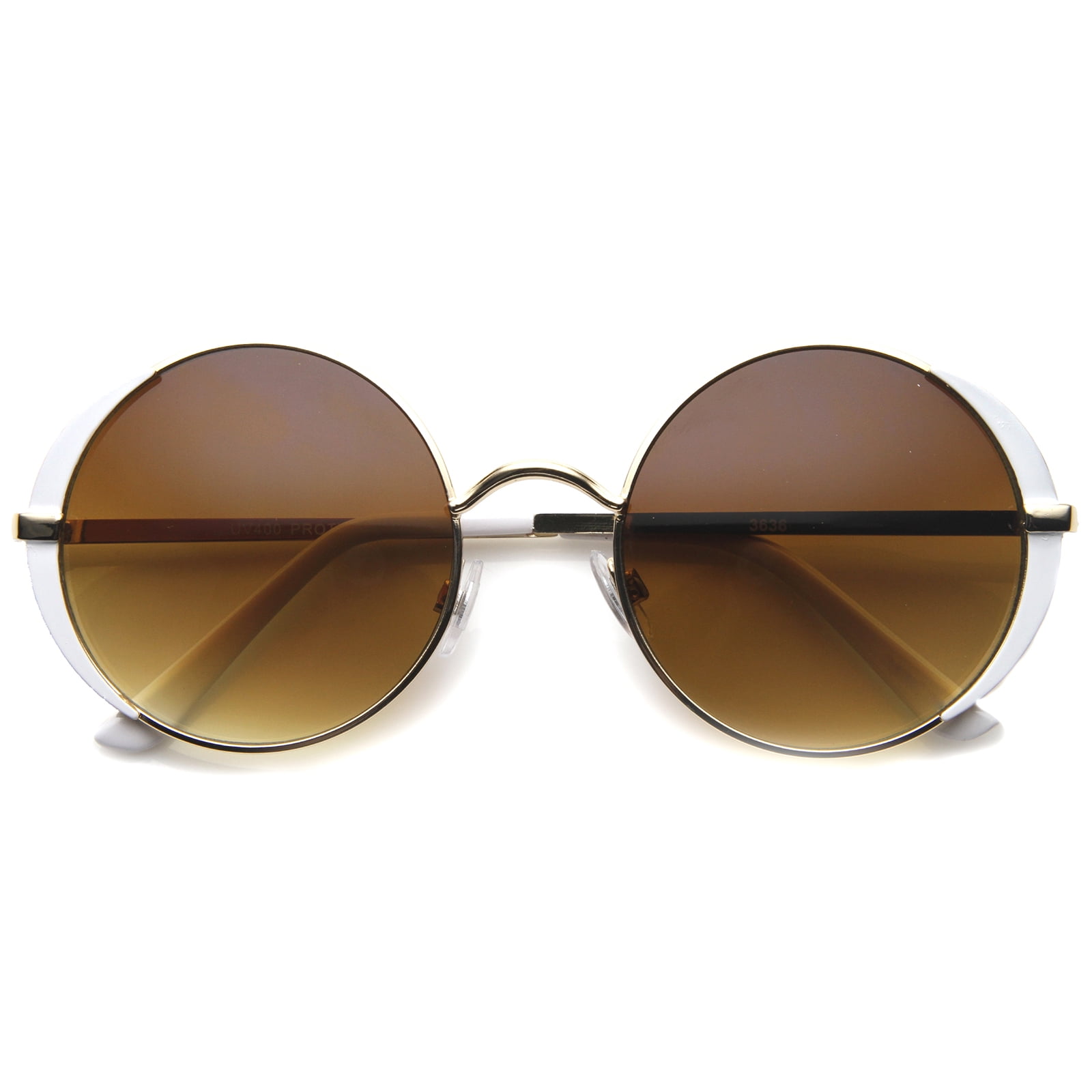 sunglassLA Unisex Retro Metal Frame Slim Temple Rim Detail Round ...