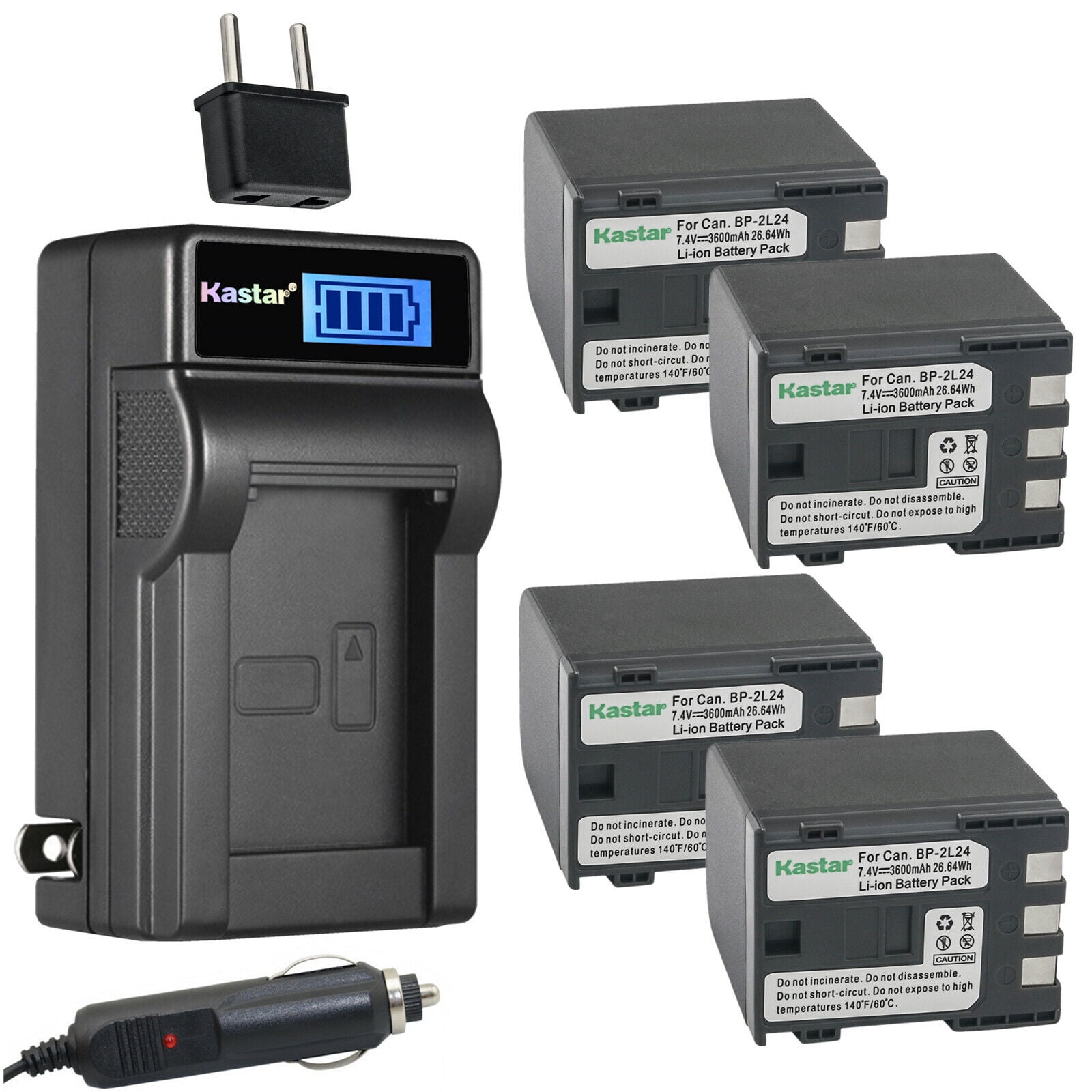 Kastar 4-Pack NB-2L24 BP-2L24 Battery and LCD AC Charger Compatible ...