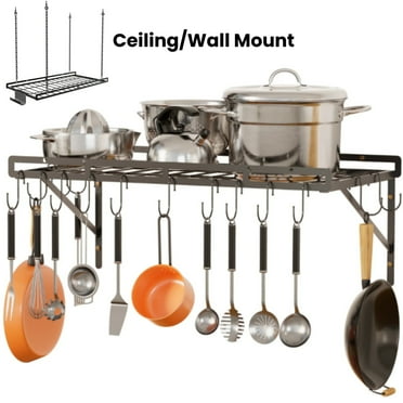 Free Shipping! SKYSHALO 32 inch Hanging Pot Rack Ceiling Mount Ceiling ...