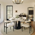 POVISON-47" Modern Round Dining Table for 4, Glossy Pandora Sintered ...