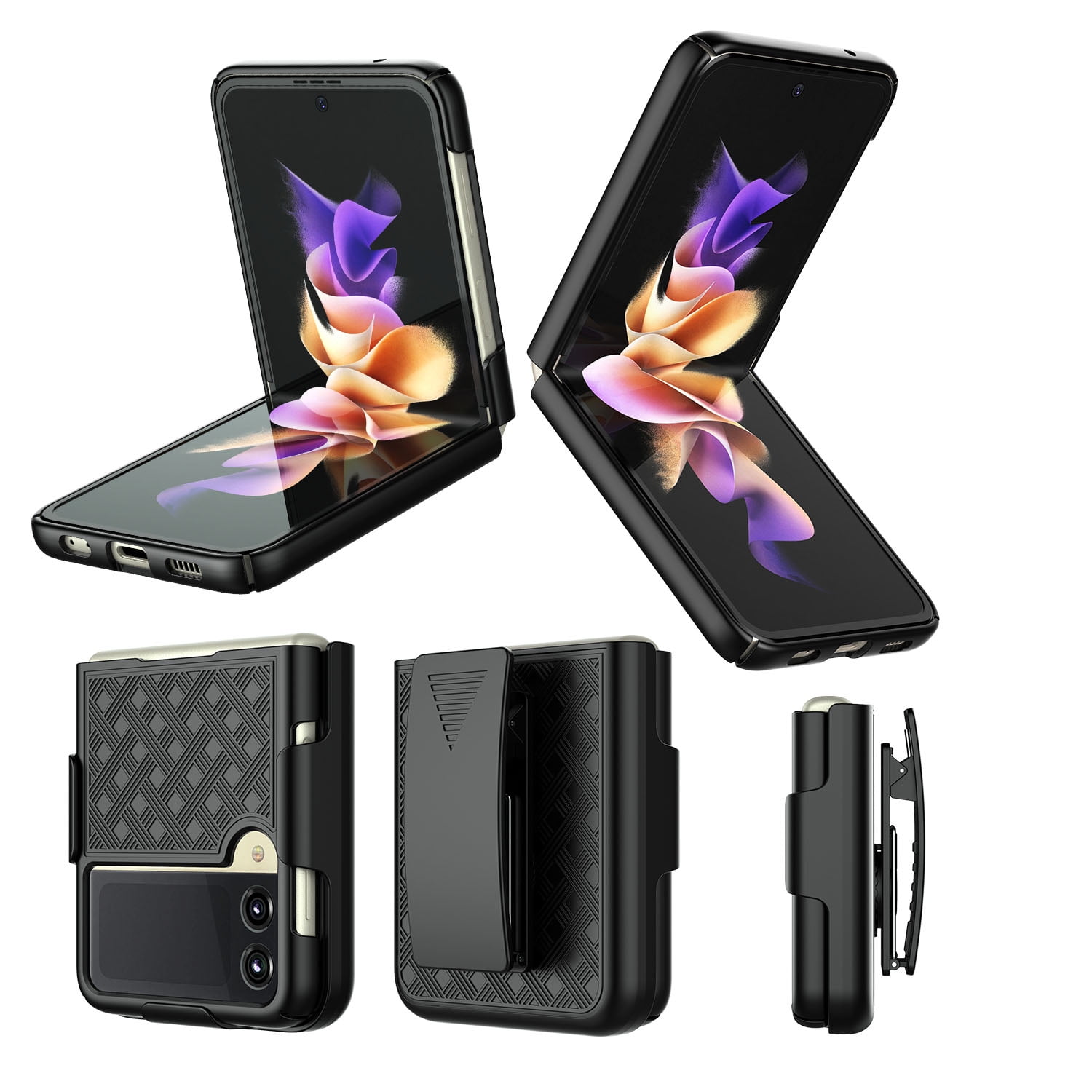 For Samsung Galaxy Z Flip 3 5G Case, Tekcoo 180 Rotating Swivel Belt ...