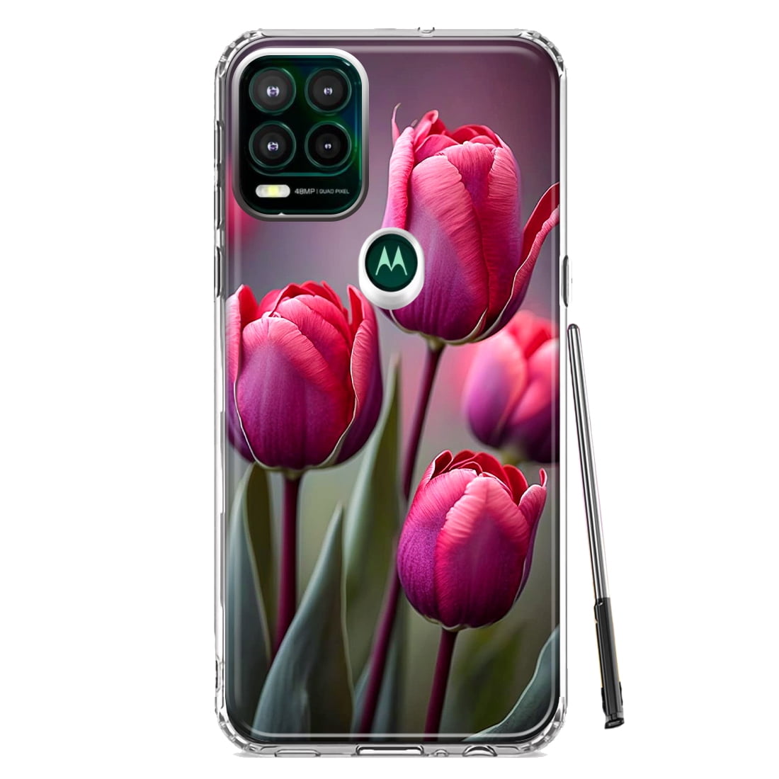 MUNDAZE Motorola Moto G Stylus 5G Pink Tulip Flowers Floral Shockproof ...