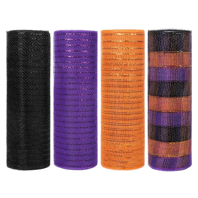 4 Rolls Poly Burlap Deco Mesh, Party Decor Mesh Ribbon for Wreaths DIY ...
