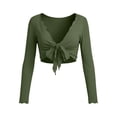 Achuyrbd Women's Form-Fitting Knit Top, V-Neck Wrap Design, Lettuce ...