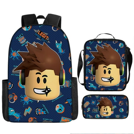 Roblox Backpack Black School Bag Anime School Bag Three-piece Backpack ...