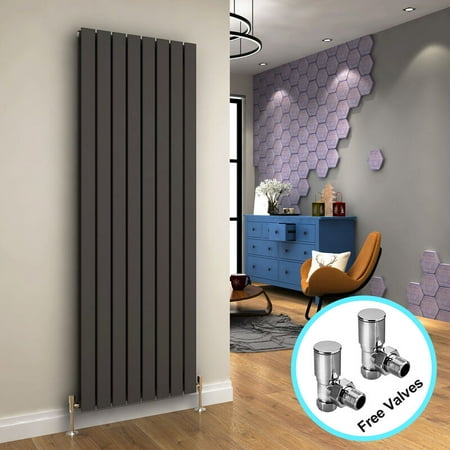 ELEGANT 1800 x 608 mm Vertical Designer Radiator Anthracite Double Flat ...