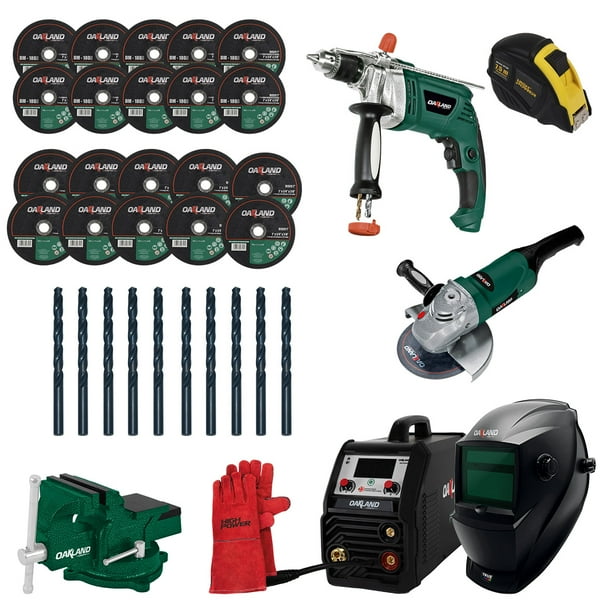 Soldadora INVERSOR OAKLAND 3 en 1 MMA/TIG/MIG + Esmeriladora ANGULAR 9 + Tornillo DE BANCO USO ...