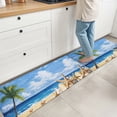 Beach Palm 2 Pieces Non-Slip Kitchen Mat Set, Tree Summer Ocean Blue ...