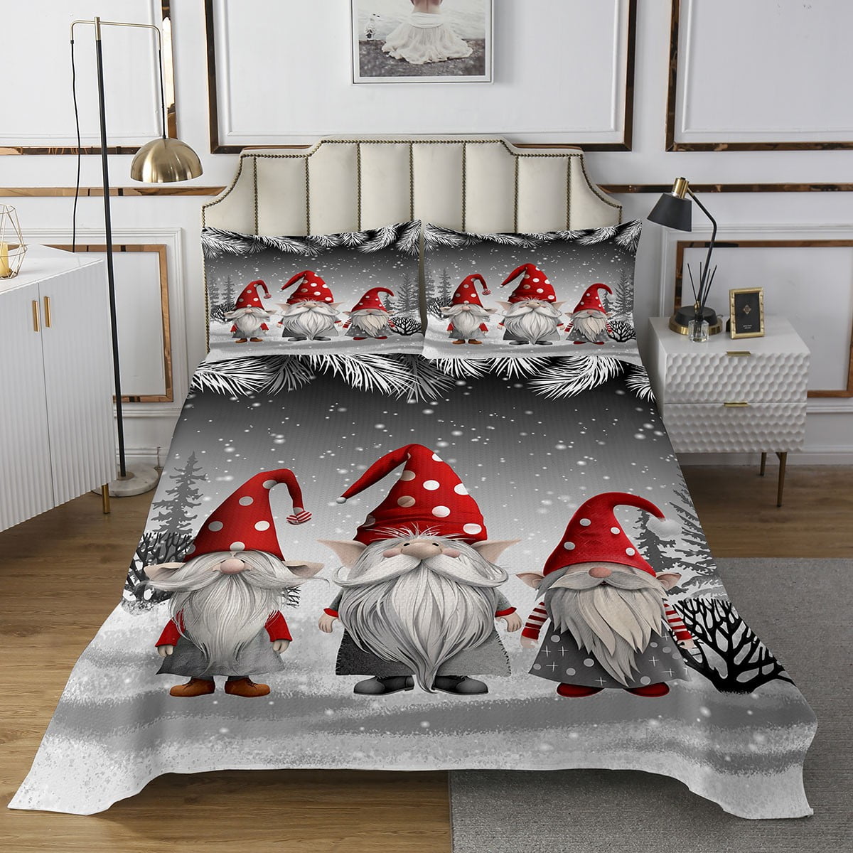 Click here for Yst Christmas Gnomes Quilt Set Queen  Xmas Theme B... prices