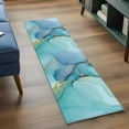 Area Rug 2x6ft Ombre Aqua Green Blue Marble Area Rugs Washable Low Pile ...