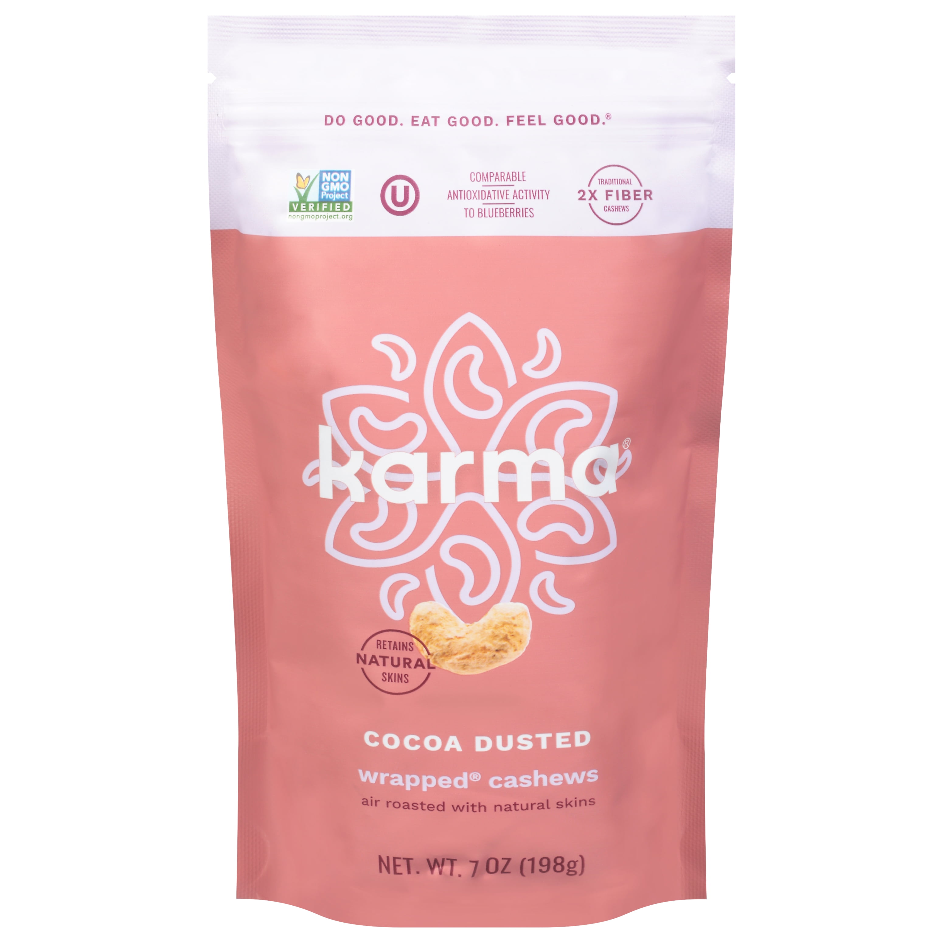 Karma Nuts Cocoa Dusted Wrapped Cashews Air Roasted with Natural Skins ...