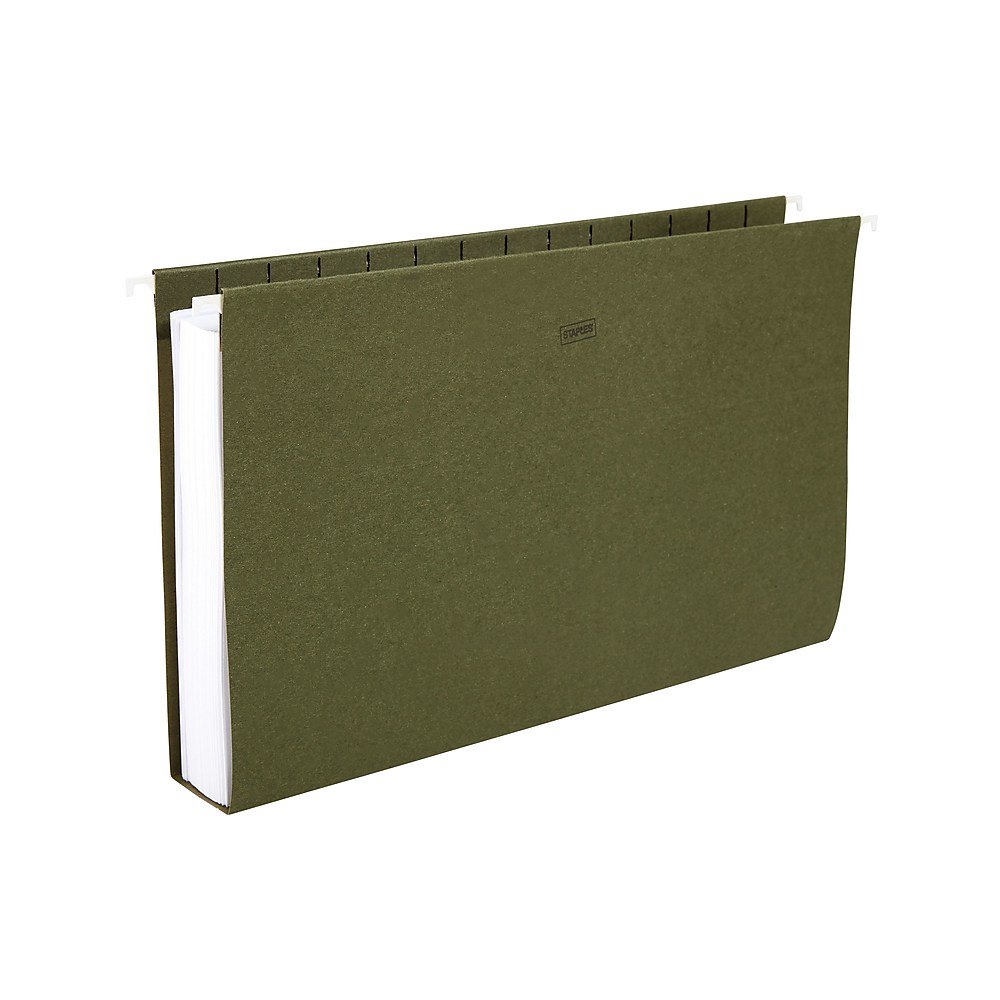 Staples Hanging File Folders 2" Expansion Letter Size Standard Green 25 ...