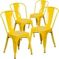 Flash Furniture Commercial Grade 4 Pack Yellow Metal Indoor-Outdoor ...