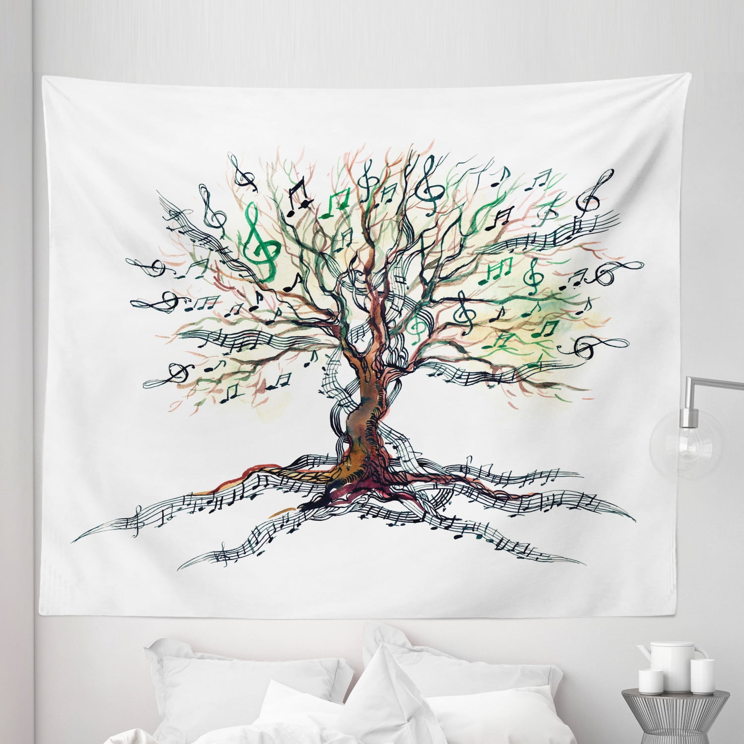 Music Tapestry, Musical Tree Autumnal Clef Trunk Swirl Nature ...