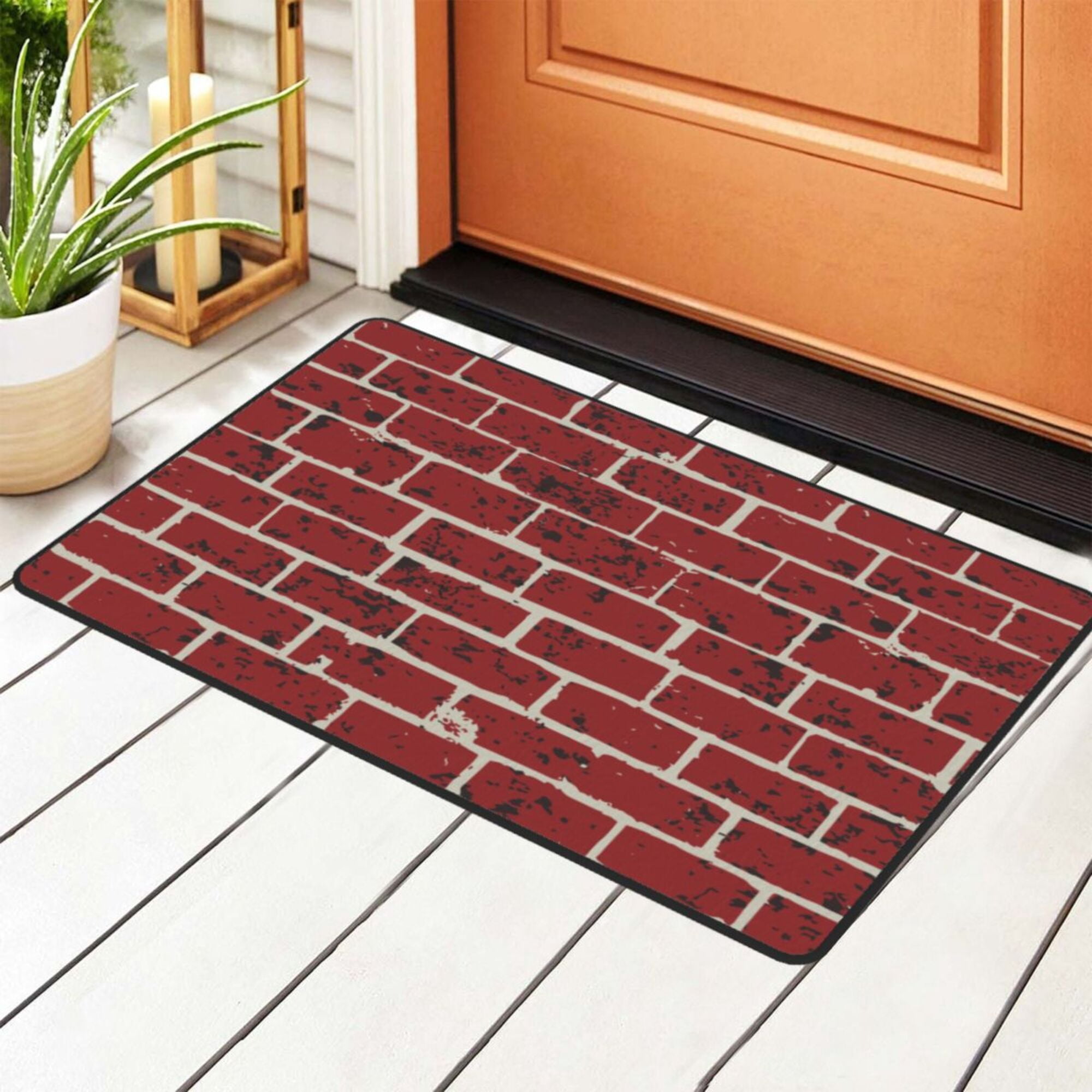 Brick Tile Wall Texture Rugs Doormat, Non-Slip Machine Washable Carpets ...