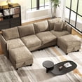 BedLuxury 112" Modular Sectional Sofa with 2 Moveable Storage Ottoman ...