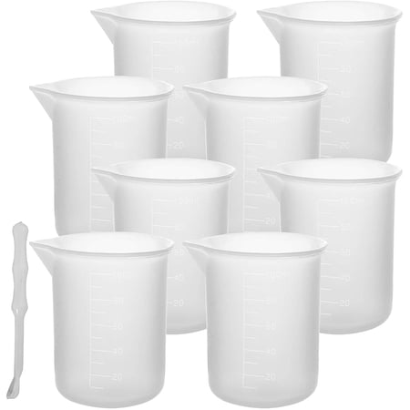 Silicone Measuring Cups, 8 Pack 100ml Non Stick Mixing Cups for Epoxy ...
