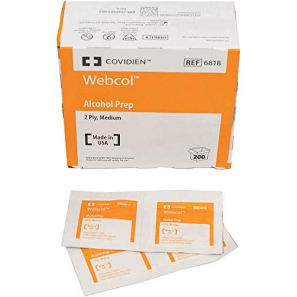 Covidien 6818 Webcol Alcohol Prep, Sterile, Medium, 2-Ply (Pack of 200 ...