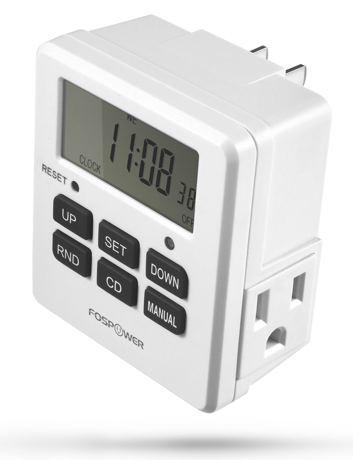 FosPower Timer Outlet ETL Listed 125V 15A LCD Digital Indoor Outlet 