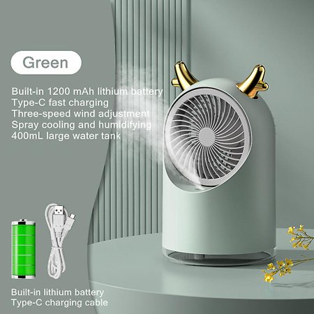 Yyh Mini Fans Cute Deer Mini Table Water Mist Cooling Electric Fan Usb ...