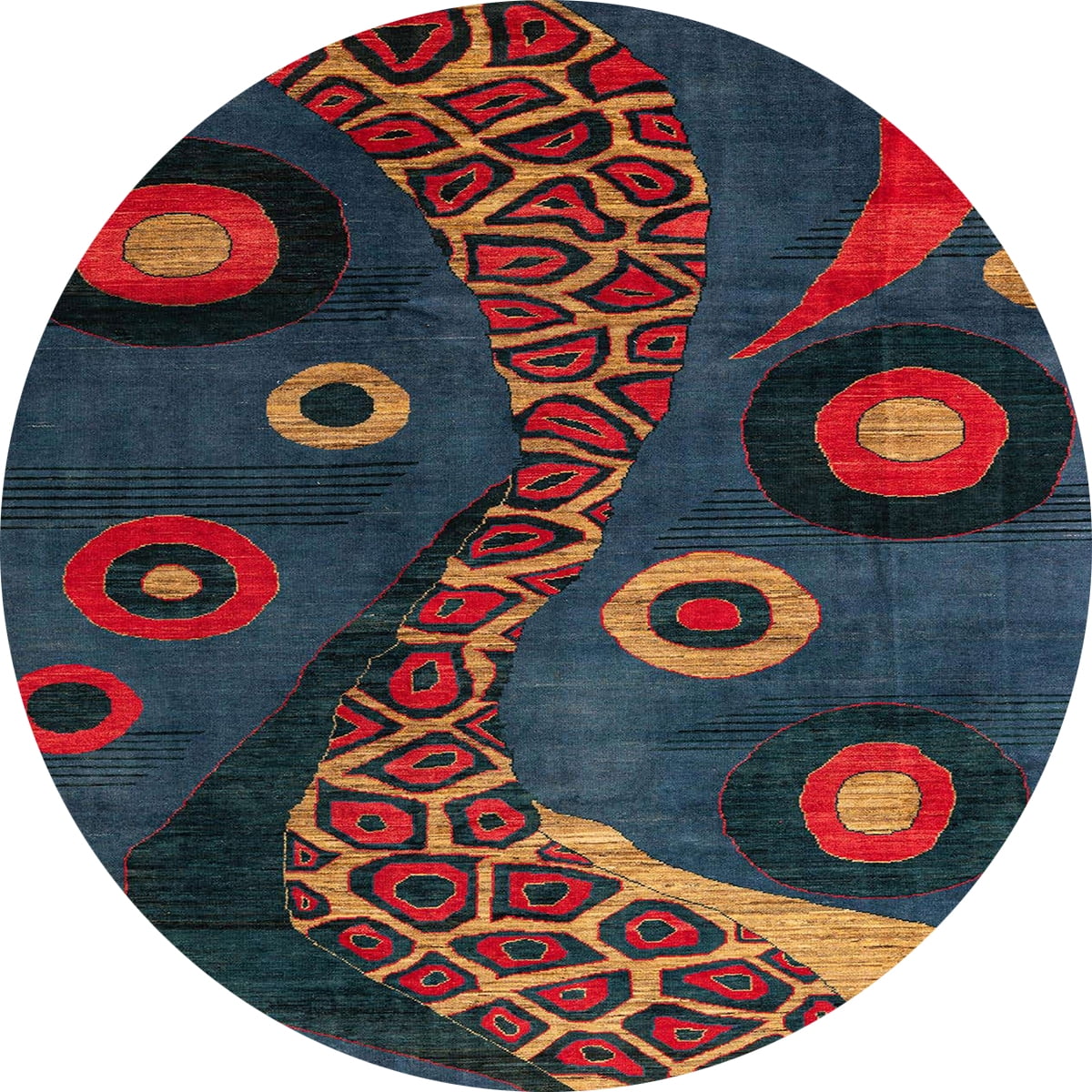 Ahgly Company Indoor Round Abstract Red Oriental Area Rugs, 5' Round ...