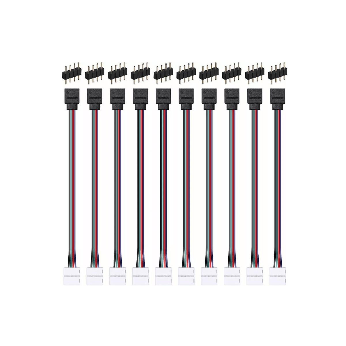 20 Pzs Conector Broche Con Cable 4 Pines Macho Tiras Led Rgb | Bodega ...