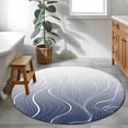 Area Rug 48in, Wave Line Purple White Gradient Geometric Stripes Floor ...
