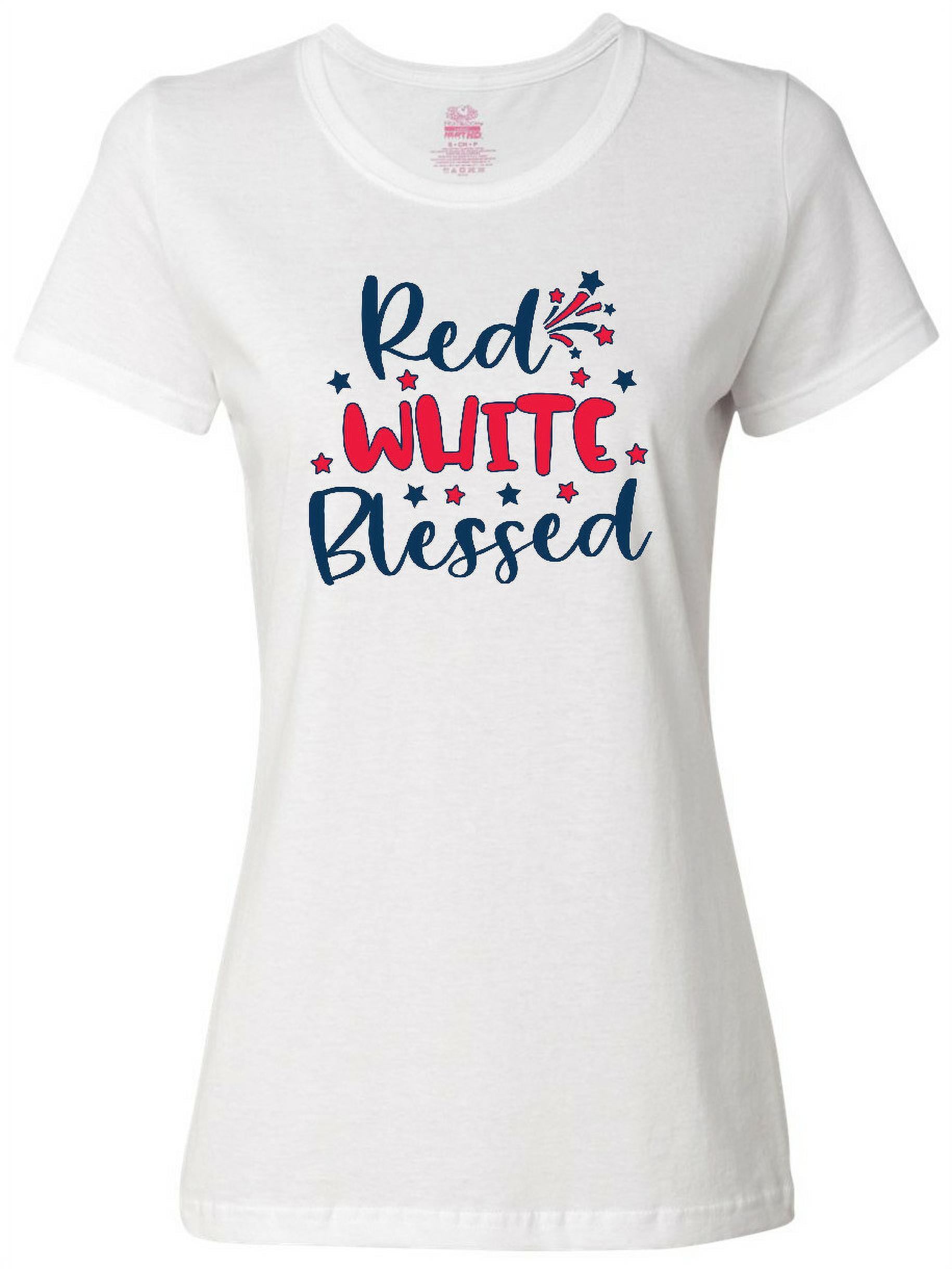 Inktastic 4th Of July Red White Blessed Fireworks Womens T Shirt