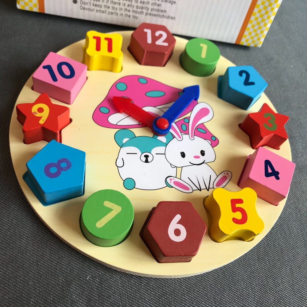 Digital Geometry Learning Clock Wooden Toy Toddlers Wooden early ...