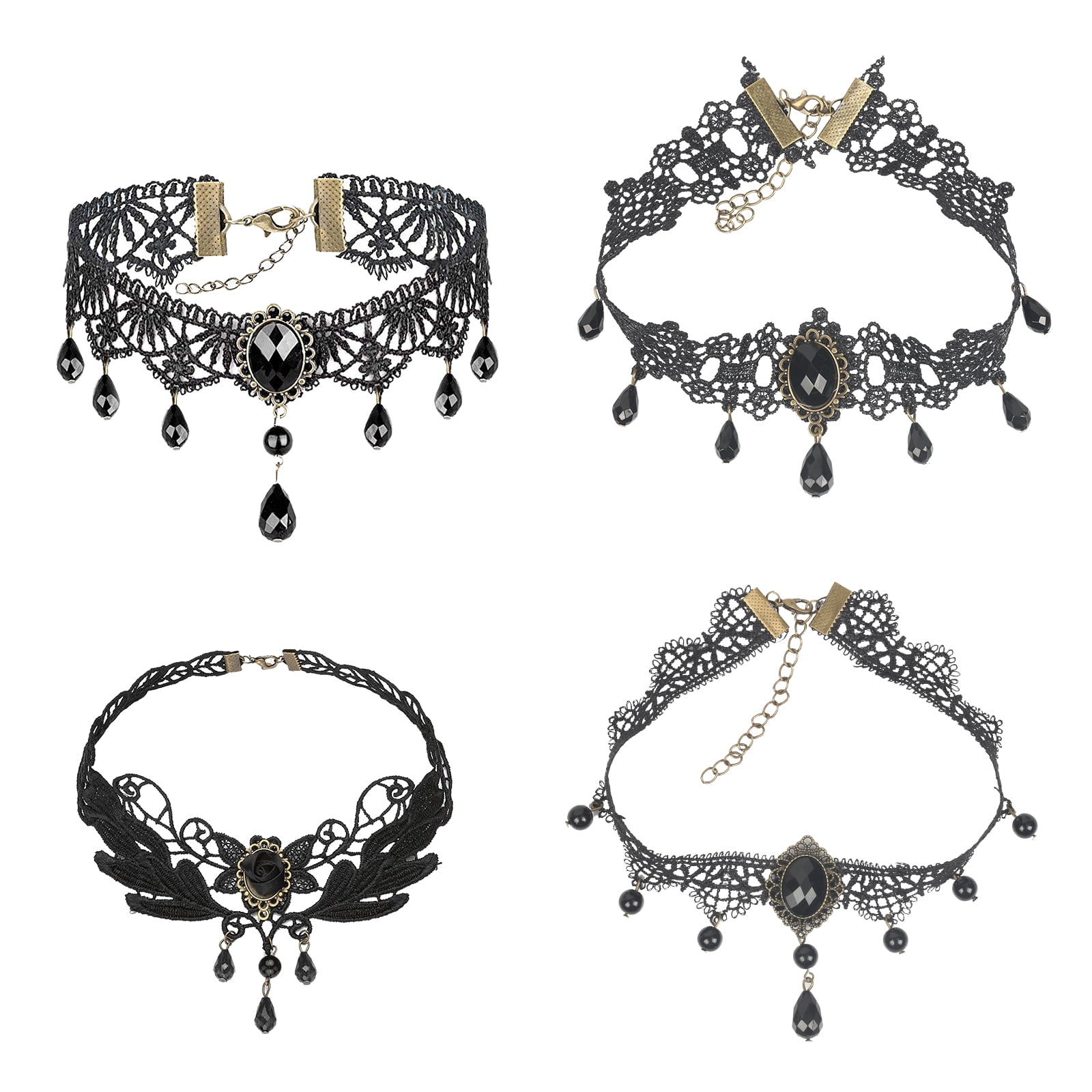 SEELOK 4Pcs Black Lace Necklace Halloween Elegant Sexy Lace Neck Chain ... SEELOK 4Pcs Black Lace Necklace Halloween Elegant Sexy Lace Neck Chain ...