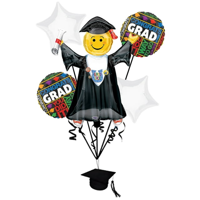 Anagram Congrats Bright Grad Graduation School Colors 7pc Balloon Pack ...