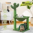 Cat Tree Upgraded with Brush 33 Inch Cactus Tower with Hammock and ...