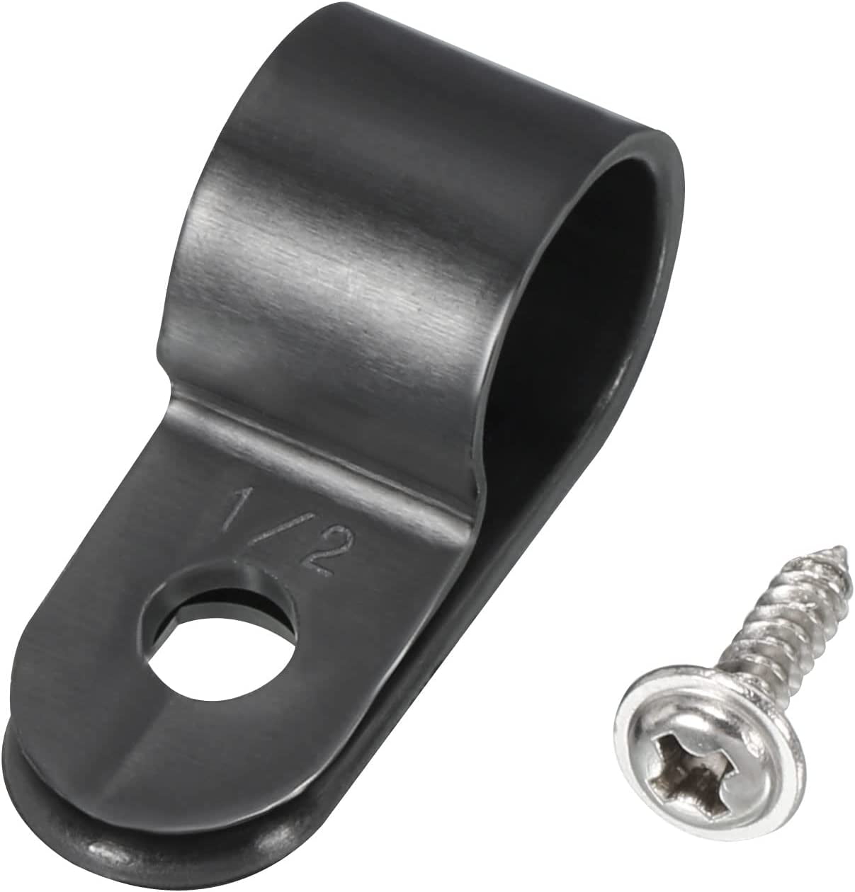 50 Pack R Type Cable Clip Clamp Kit 1/2" for Wire Management Black with ...