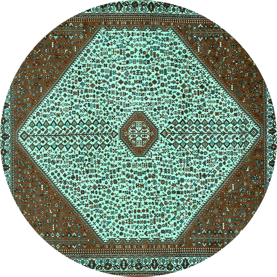 Ahgly Company Indoor Round Persian Turquoise Blue Traditional Area Rugs ...