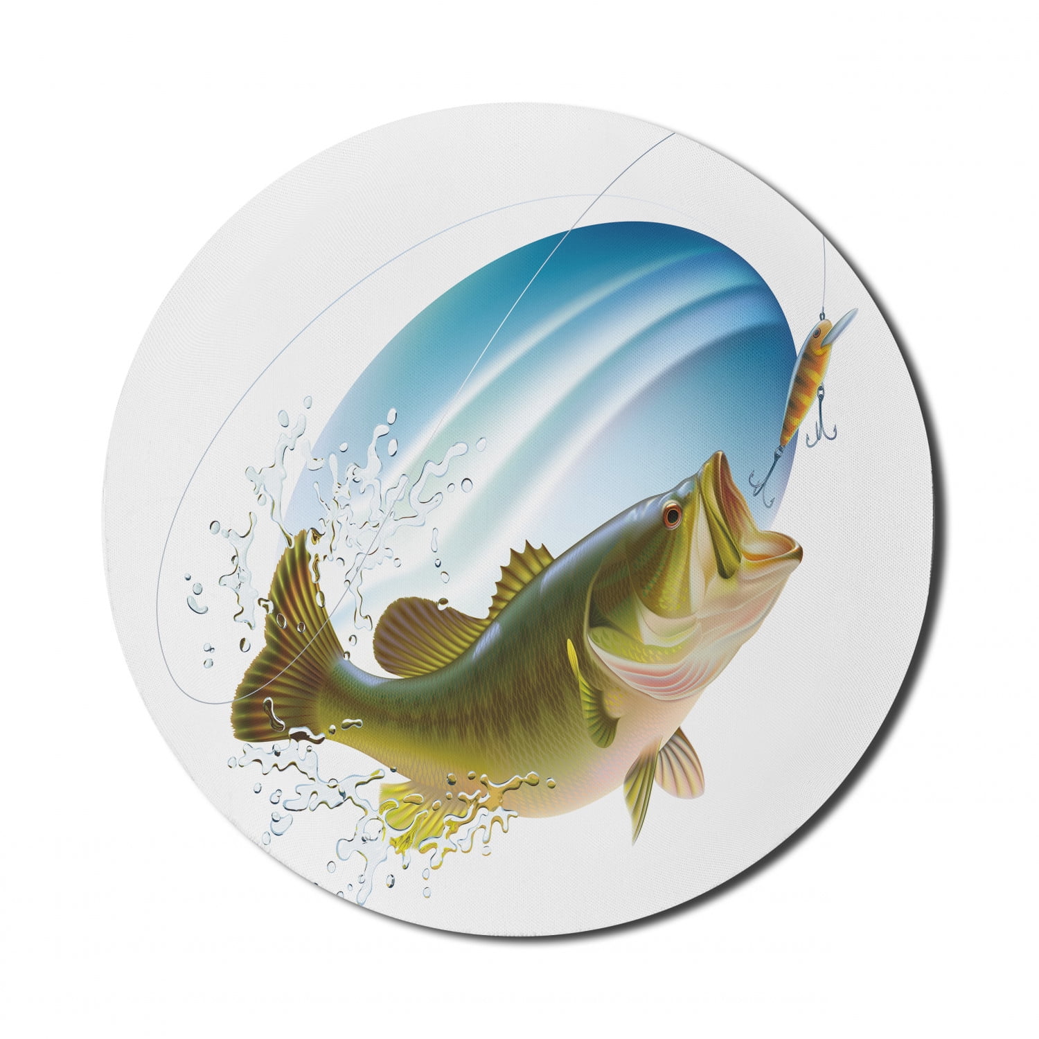 Fishing Mouse Pad for Computers, Largemouth Sea Bass Catching a Bite in ...